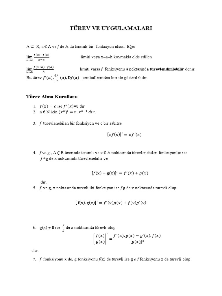 Türev Ve Uygulamaları | PDF