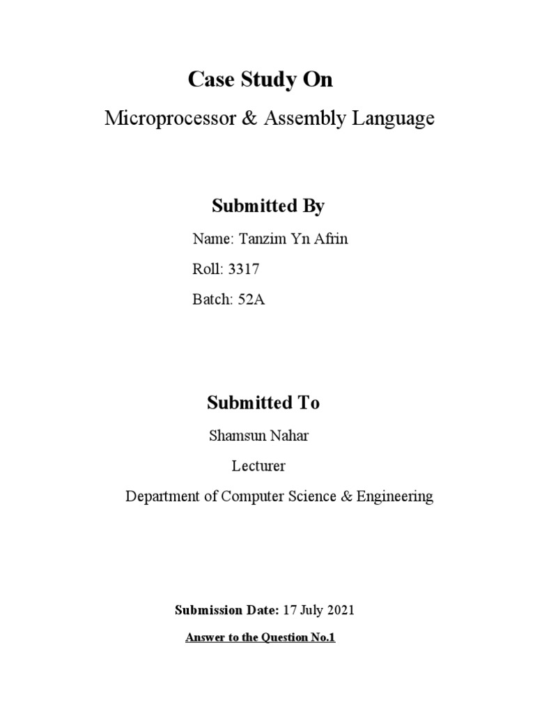 Case Study On Microprocessor and Assembly Language | PDF | Central Processing Unit | Microprocessor