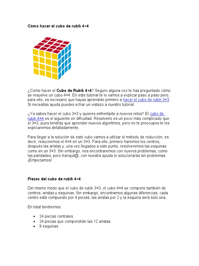Guía para resolver el cubo Rubik 4x4 | PDF | Color | Artes (general)