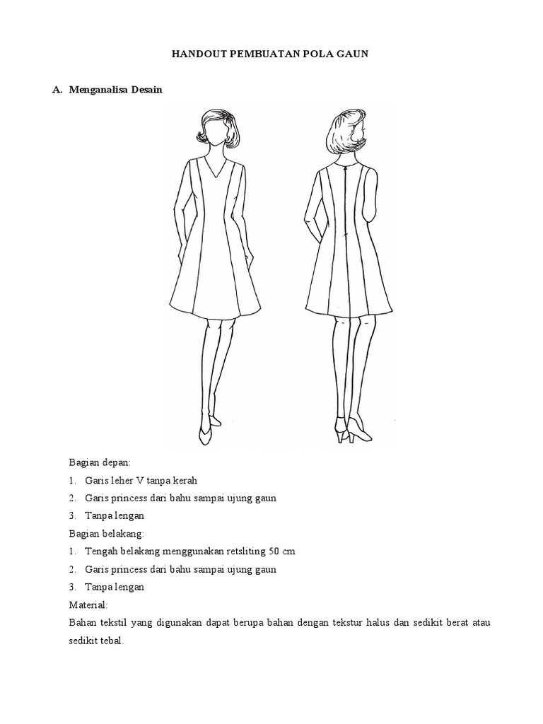 Handout Pembuatan Pola Gaun | PDF