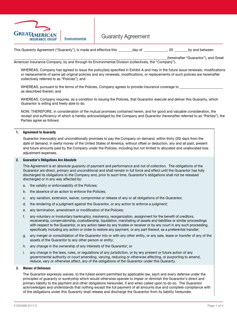 Guaranty Agreement Example | PDF | Guarantee | Surety