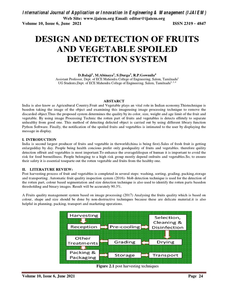 Design and Detection of Fruits and Vegetable Spoiled Detetction System ...