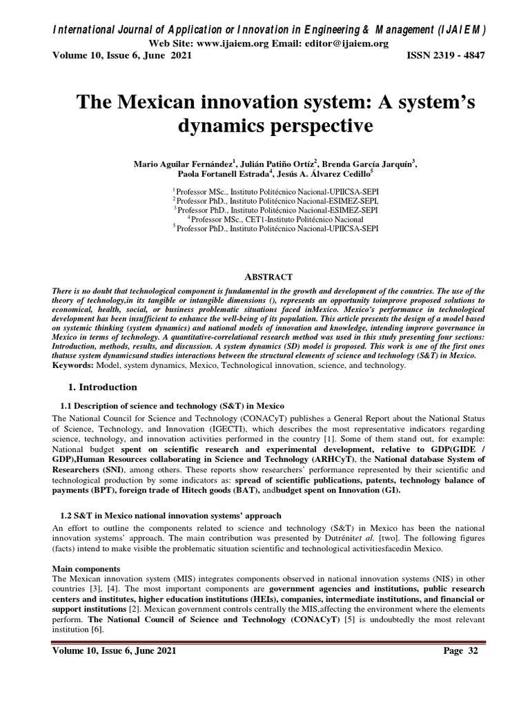 System Dynamics Model for Mexico's Innovation | PDF | Innovation ...