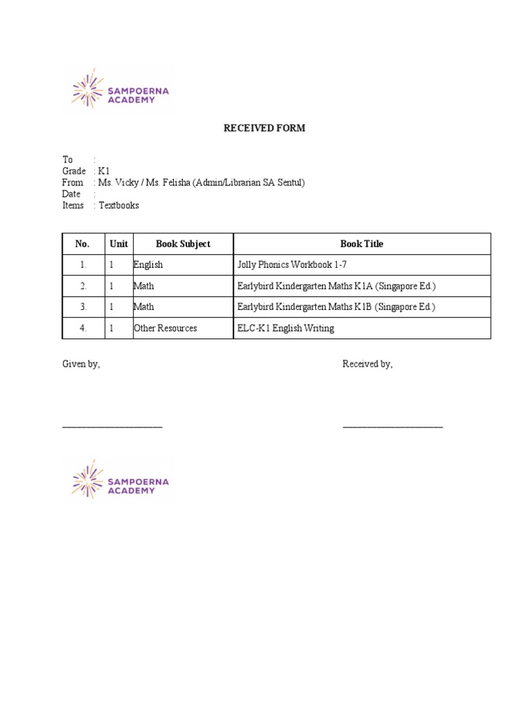 Received Form | Download Free PDF | Textbook | Science
