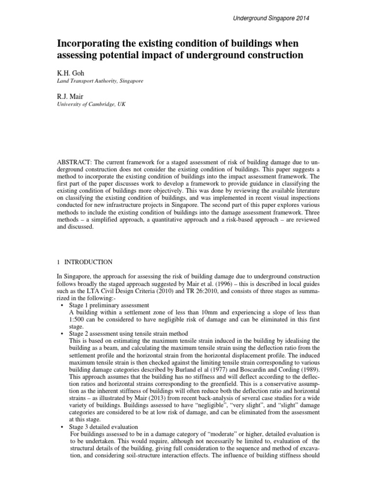 Assessing Underground Construction Impacts: Developing a Framework to ...