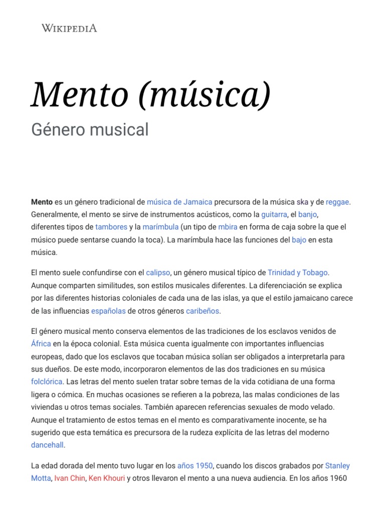 Mento Music | PDF | Musica jamaicana | Estilos de música jamaicana