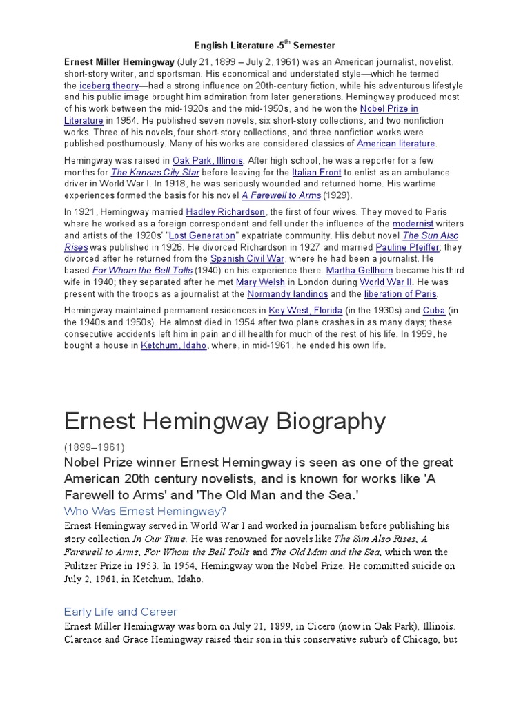 Ernest Hemingway's For Whom the Bell Tolls | PDF | Ernest Hemingway ...