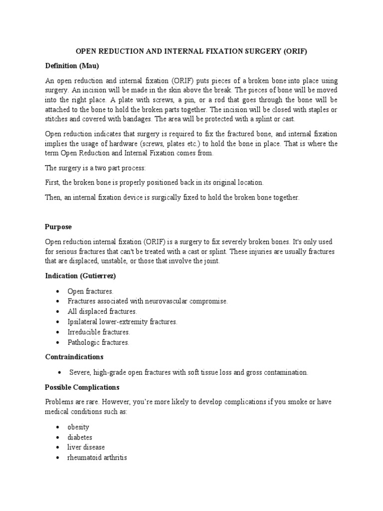 Open Reduction and Internal Fixation Surgery (Orif) Definition (Mau ...