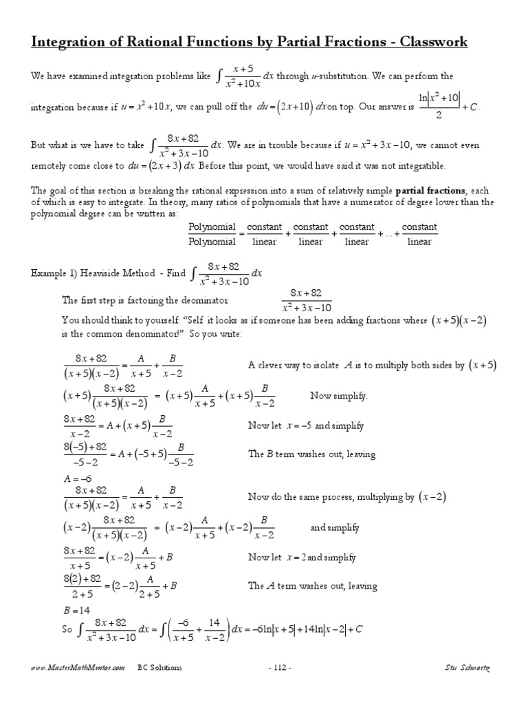 Integration of Rational Functions Guide | PDF | Polynomial | Integral