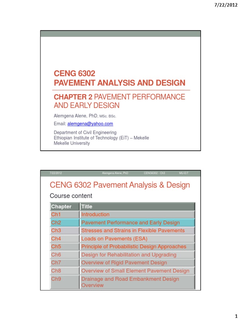 CENG 6302 Ch2 Pav Perf & Early Design | PDF | Road Surface | Strength Of Materials