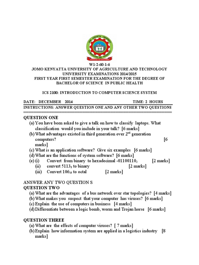 Ics 2100 Introduction To Computer Science System | PDF