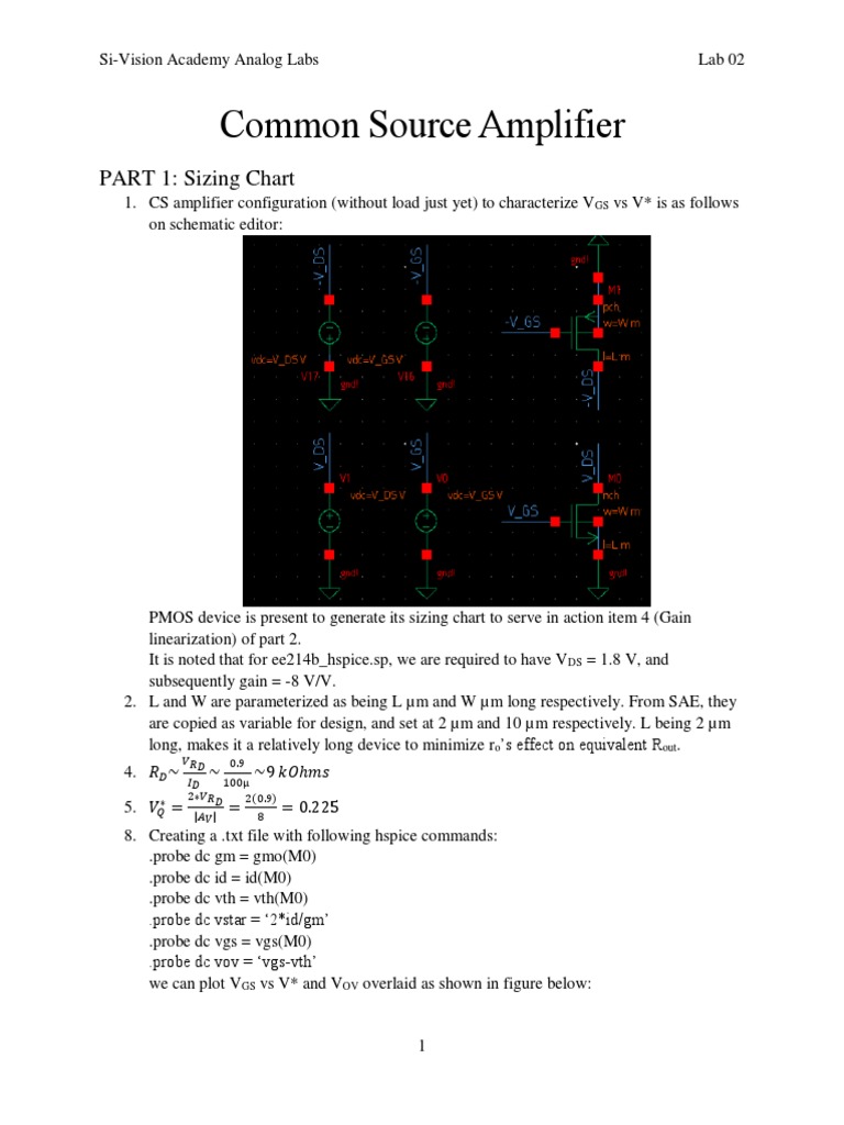Common Source Amplifier: PART 1: Sizing Chart | Download Free PDF ...