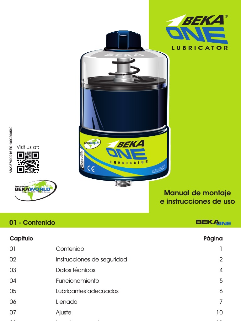 Instrucciones de Uso Beka One | PDF | Lubricante | Bomba