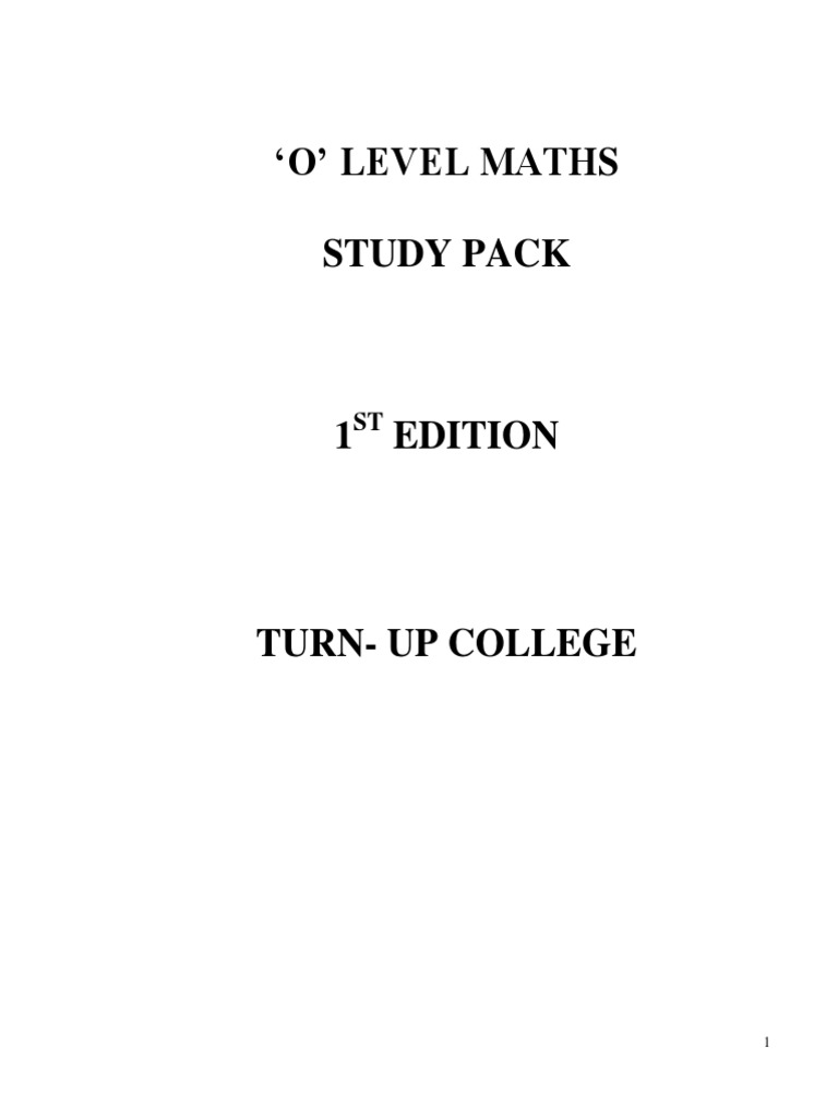 'O' Level Mathematics Study Pack | Download Free PDF | Decimal | Matrix ...