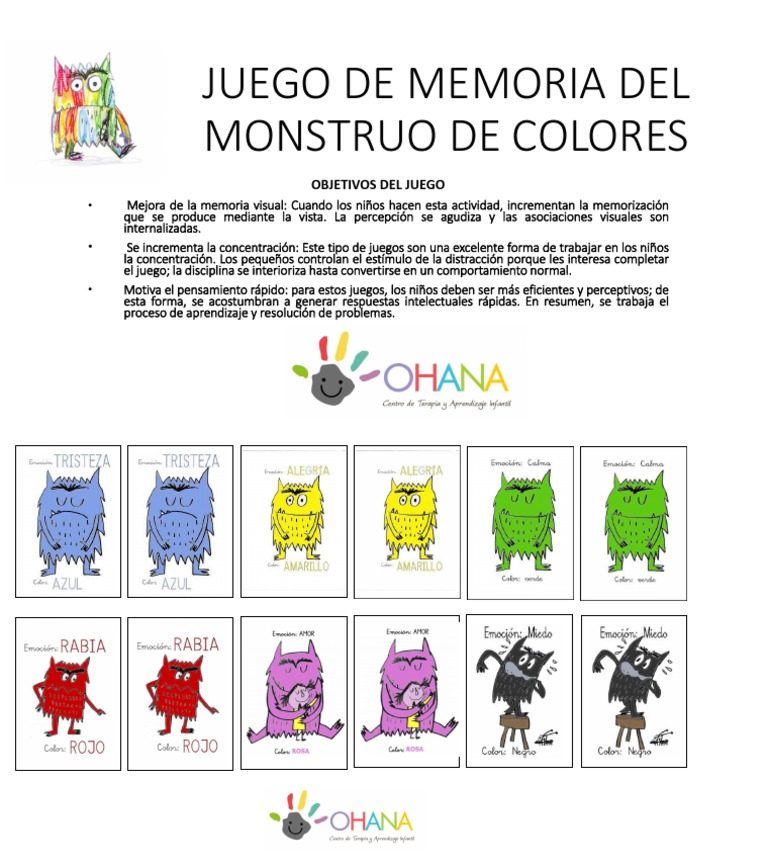 Juego de Memoria Del Monstruo de Colores | PDF | Crecimiento personal y ...
