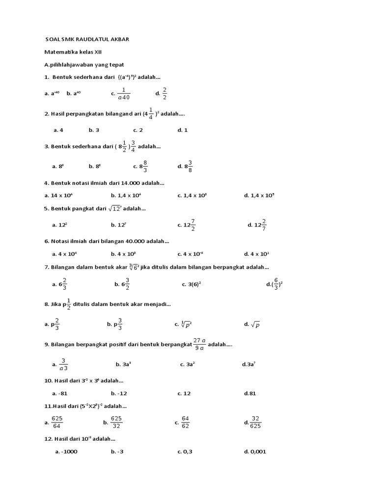 Soal SMK Kelas XII | PDF | Metode & Bahan Ajar