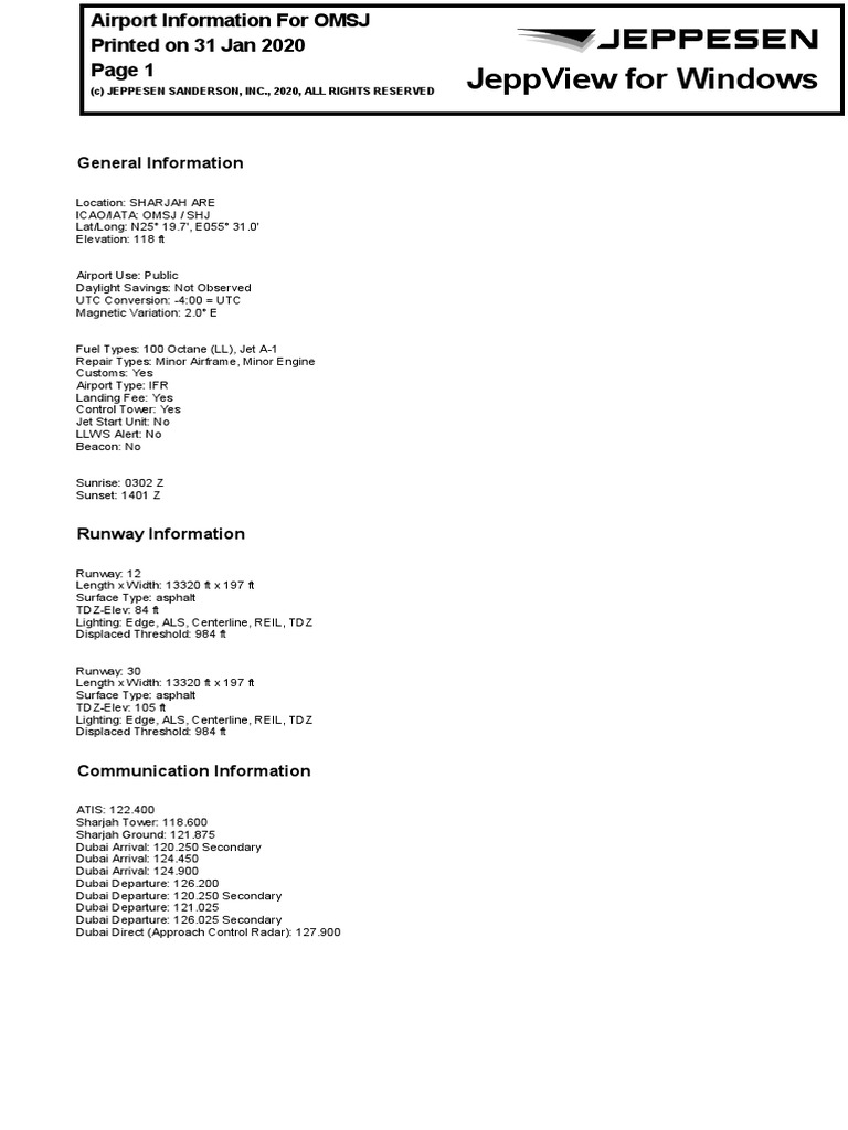 Jeppview For Windows: General Information General Information | PDF | Runway | Air Traffic Control