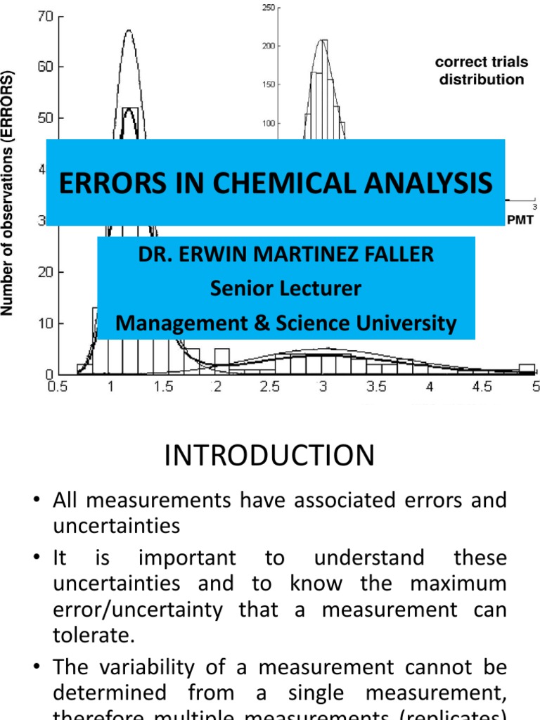 Errors in Chemical Analysis BPHT | PDF | Observational Error | Accuracy And Precision