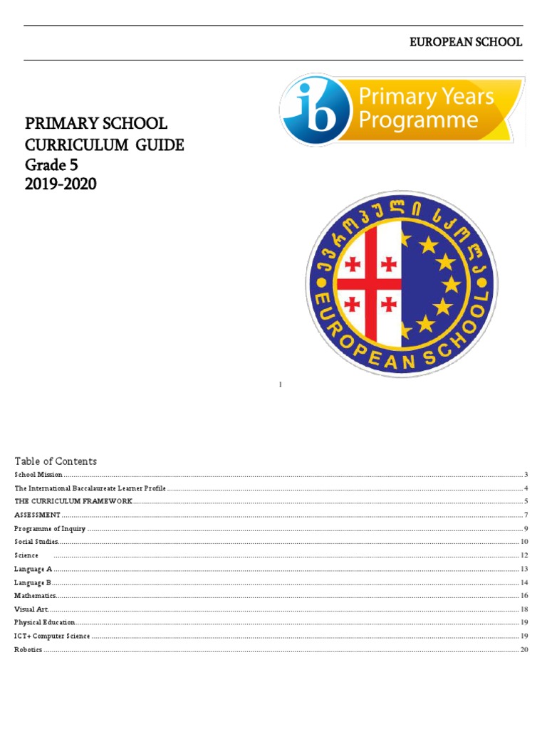 Curriculum Guides Grade 5 2019-2020 | PDF | Educational Assessment ...