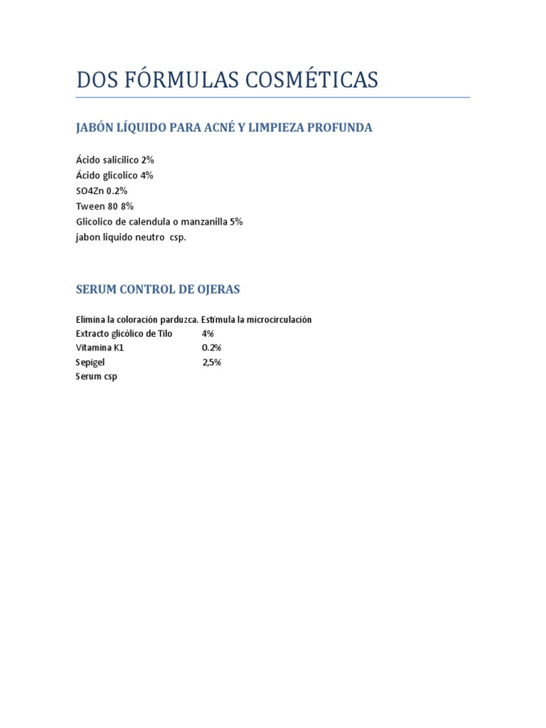 Dos Fórmulas Cosméticas | PDF