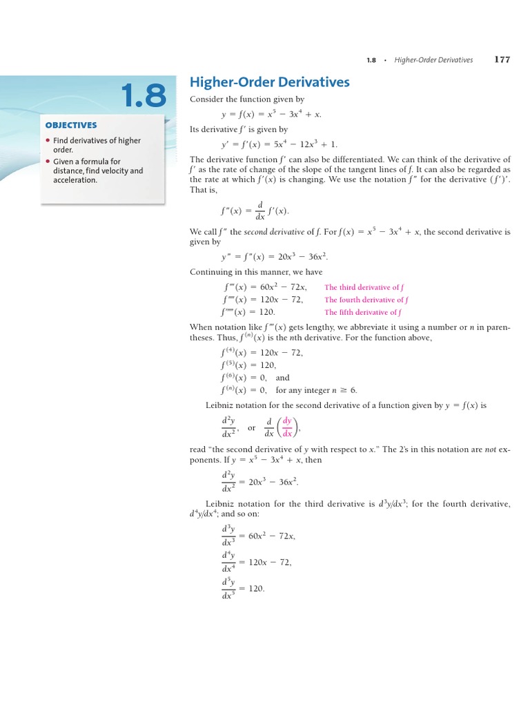 Higher Order Derivatives | PDF | Derivative | Velocity