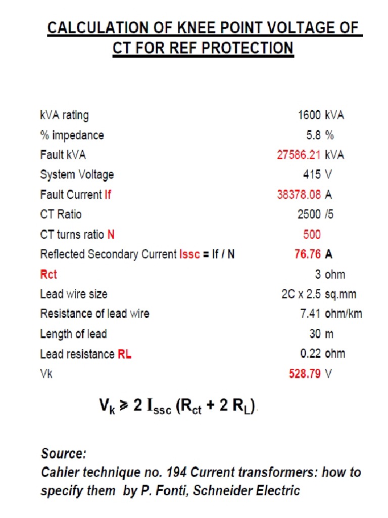 KNEE Point Voltage Calculation REF Protection | PDF