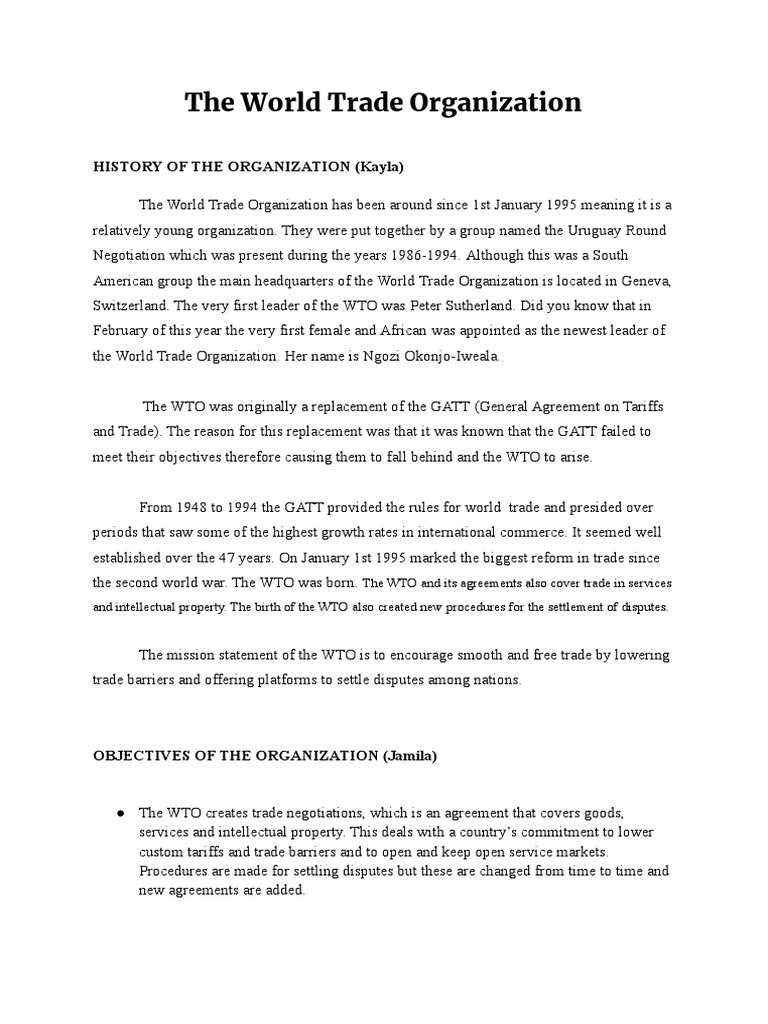 World Trade Organization POB | PDF | World Trade Organization ...
