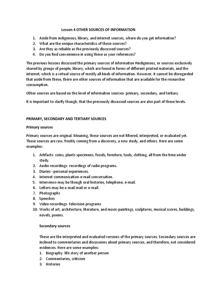 Understanding Information Sources | PDF | Primary Sources | Communication