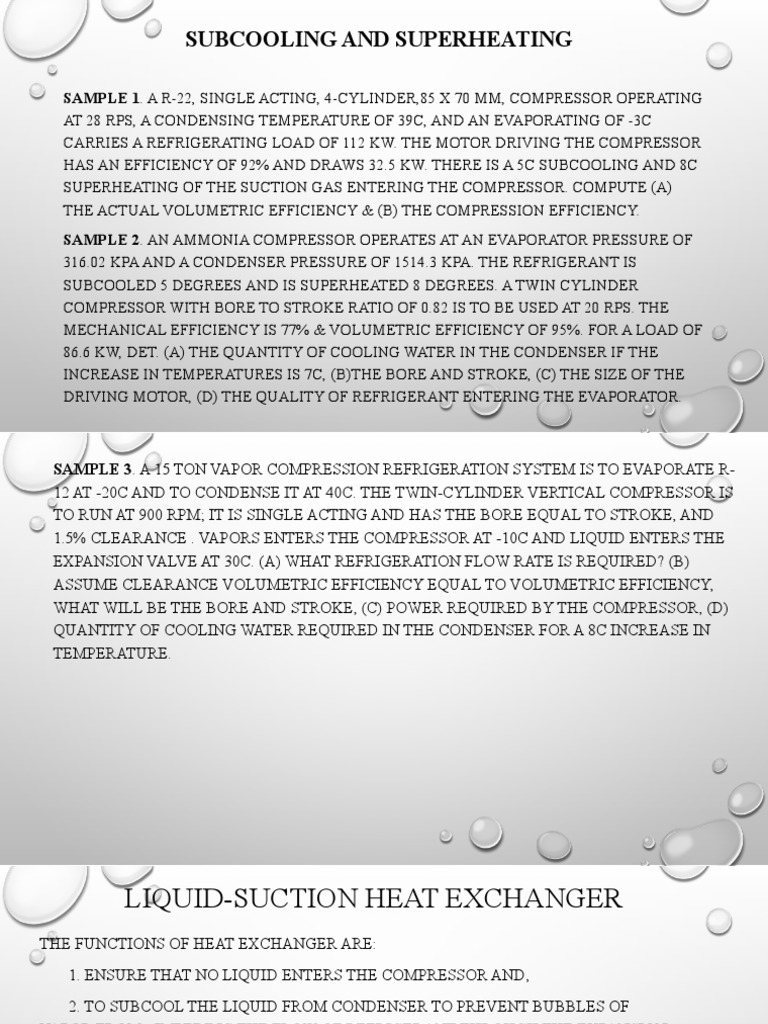 Subcooling Superheating and Liquid Suction Heat Exchanger | PDF | Heat ...