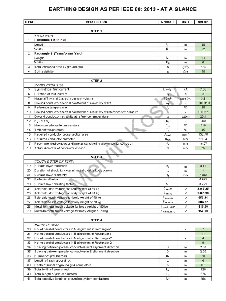 IEEE 80: 2013 Earthing Design Summary | PDF | Electrical Resistivity ...