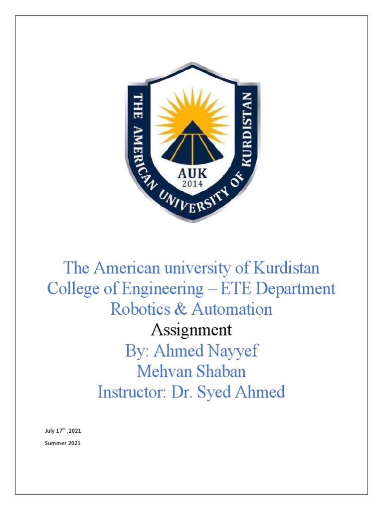 Robotics and Automation Assignment | PDF | Power Supply | Electric Motor