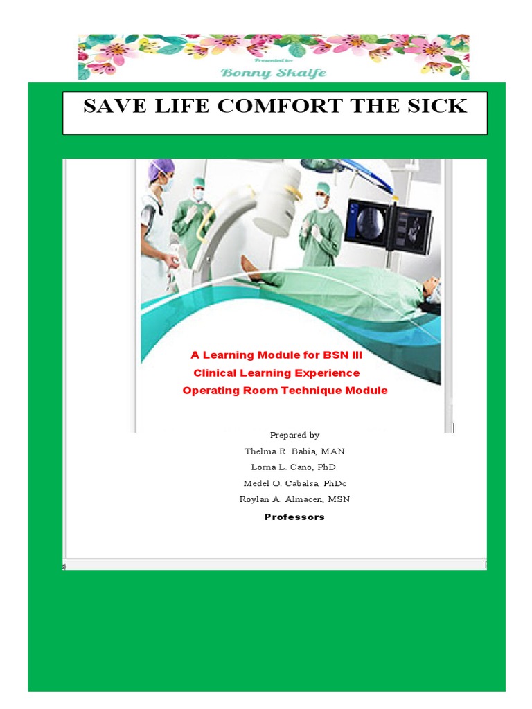 OPERATING ROOM TECHNIQUES AND RESPONSIBILITIES | PDF | Operating ...