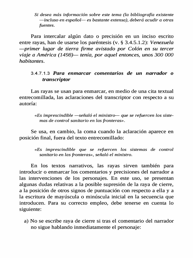 Uso correcto de la raya en diálogos | PDF | Puntuación | Mecánica del ...