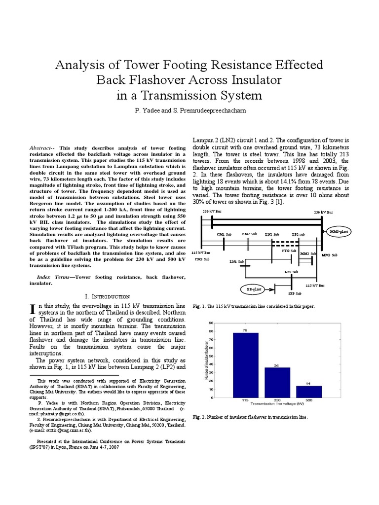 Analysis of Tower Footing Resistance and Back Flashover | PDF ...