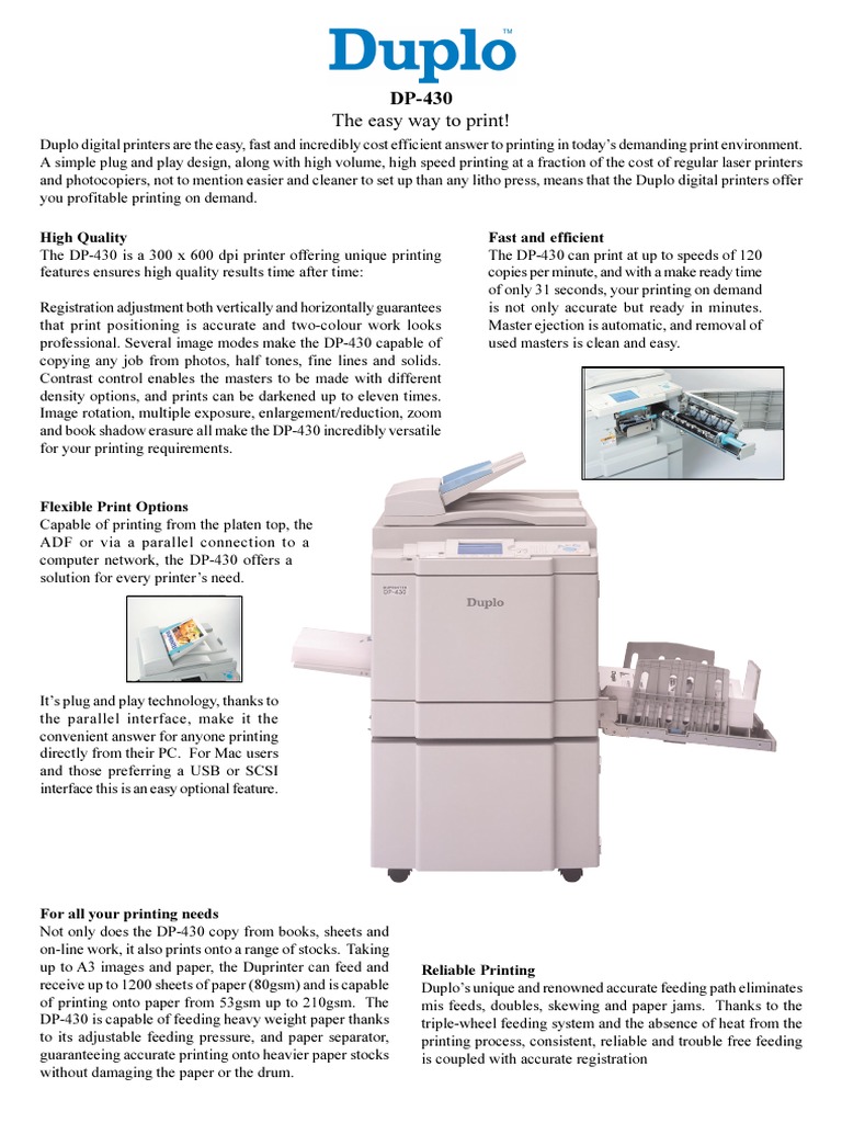 Understanding Duplo Printing | PDF | Printer (Computing) | Paper