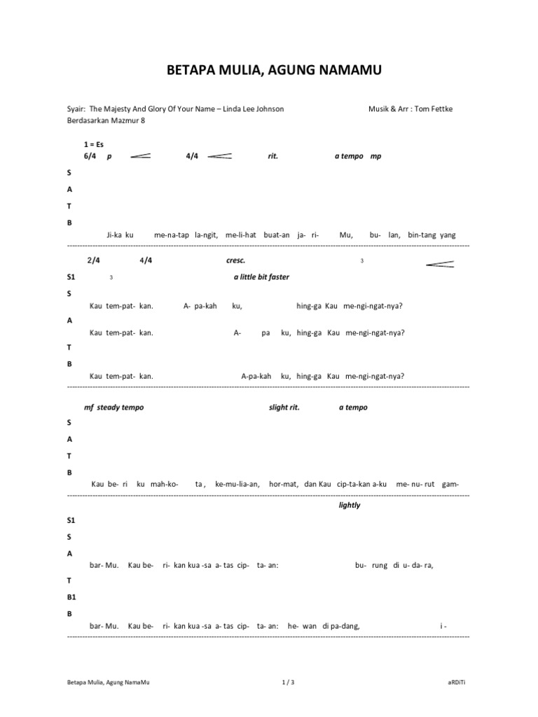 Betapa Mulia & Agung NamaMu | PDF