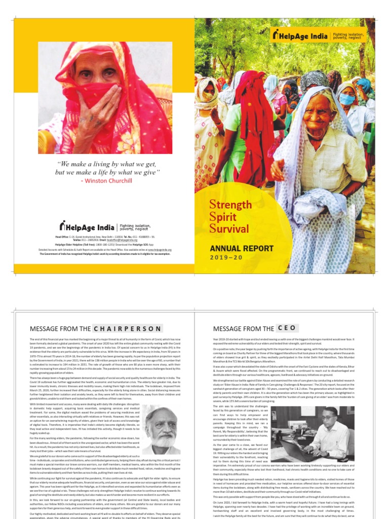 HelpAge India Annual Report 2019 20 | PDF | Caregiver | Wellness
