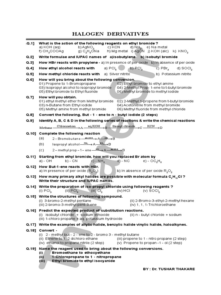 Halogen Derivatives | PDF | Methyl Group | Alcohol