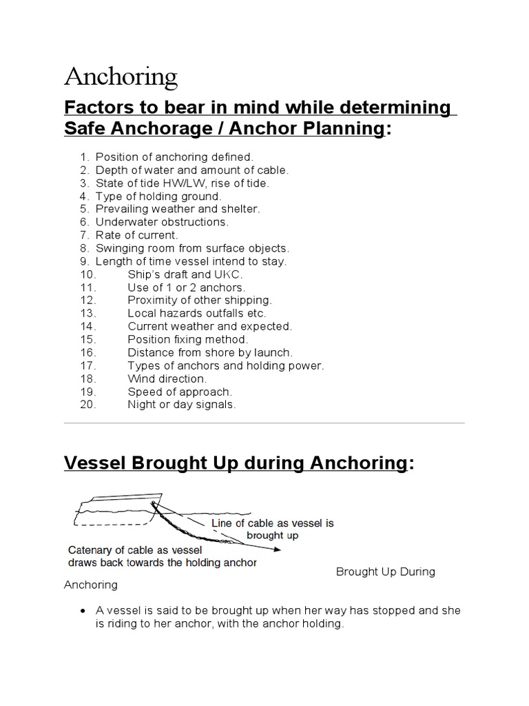 Anchoring: Factors To Bear in Mind While Determining Safe Anchorage ...