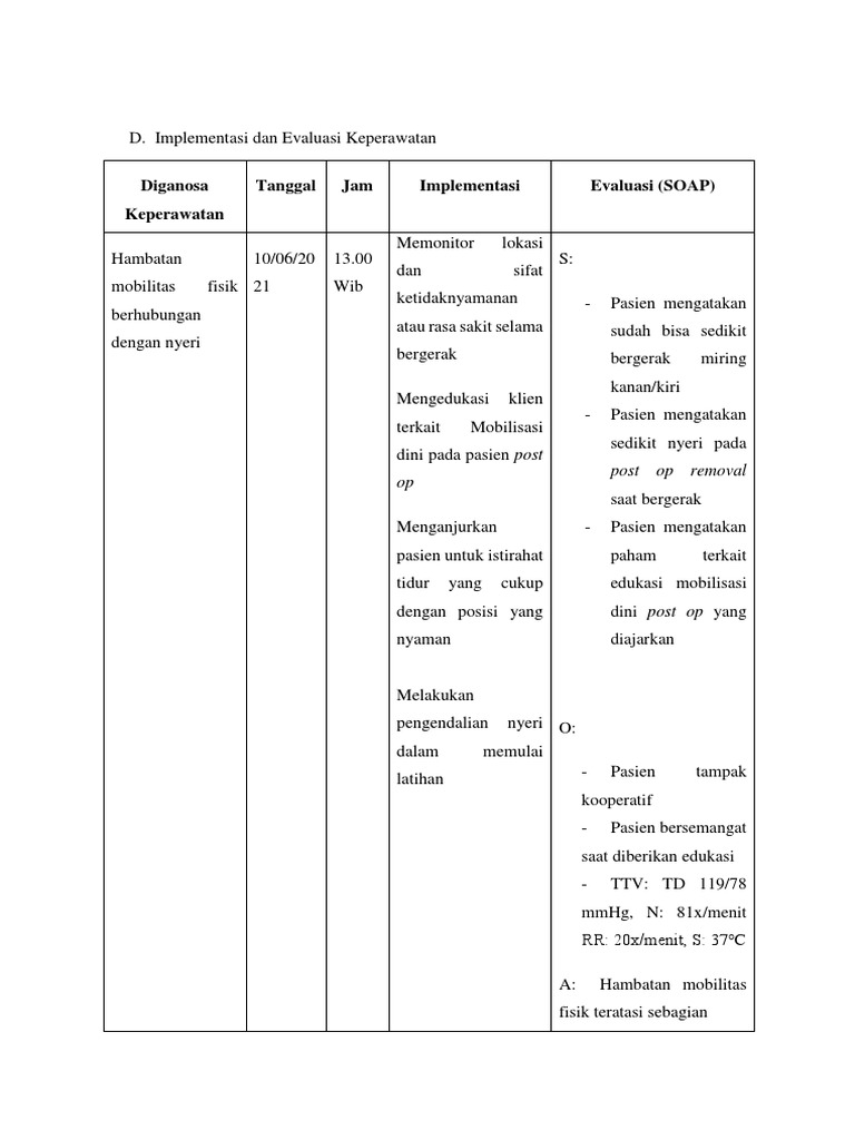 Implementasi Dan Evaluasi Keperawatan | PDF
