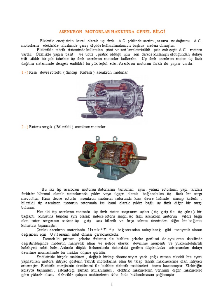 Asenkron Motorlar Hakkinda Genel Bilgi | PDF