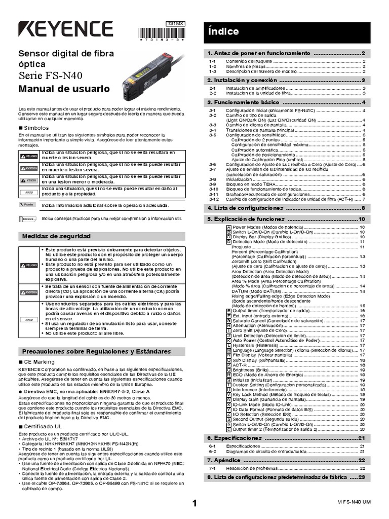 Keyence FS-N40 Series | PDF | Ingenieria Eléctrica | Ingeniería Informática