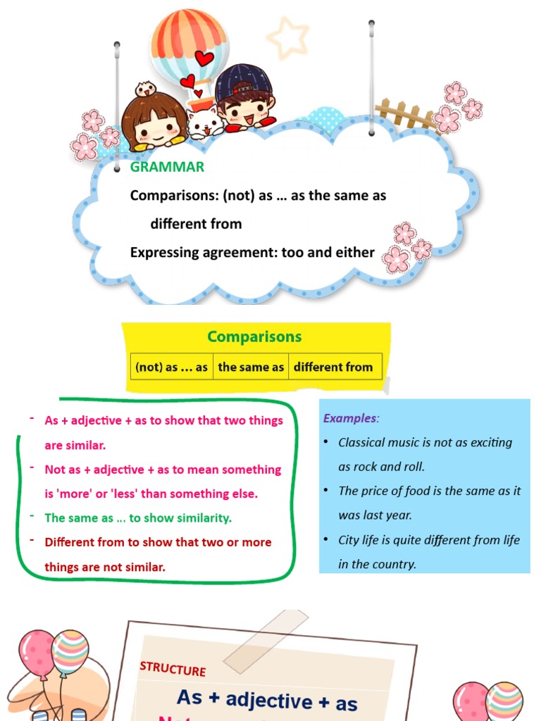 Grammar: Comparisons: (Not) As As The Same As Different From Expressing ...