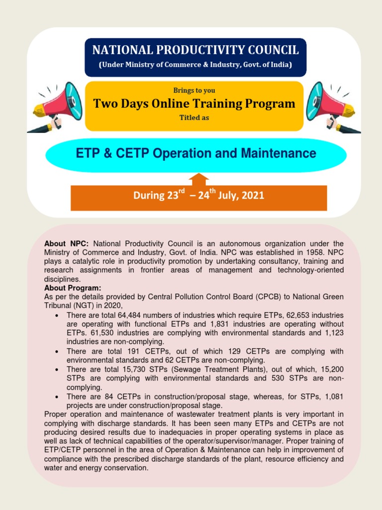 Online Training: ETP & CETP Operations | PDF | Sewage Treatment ...