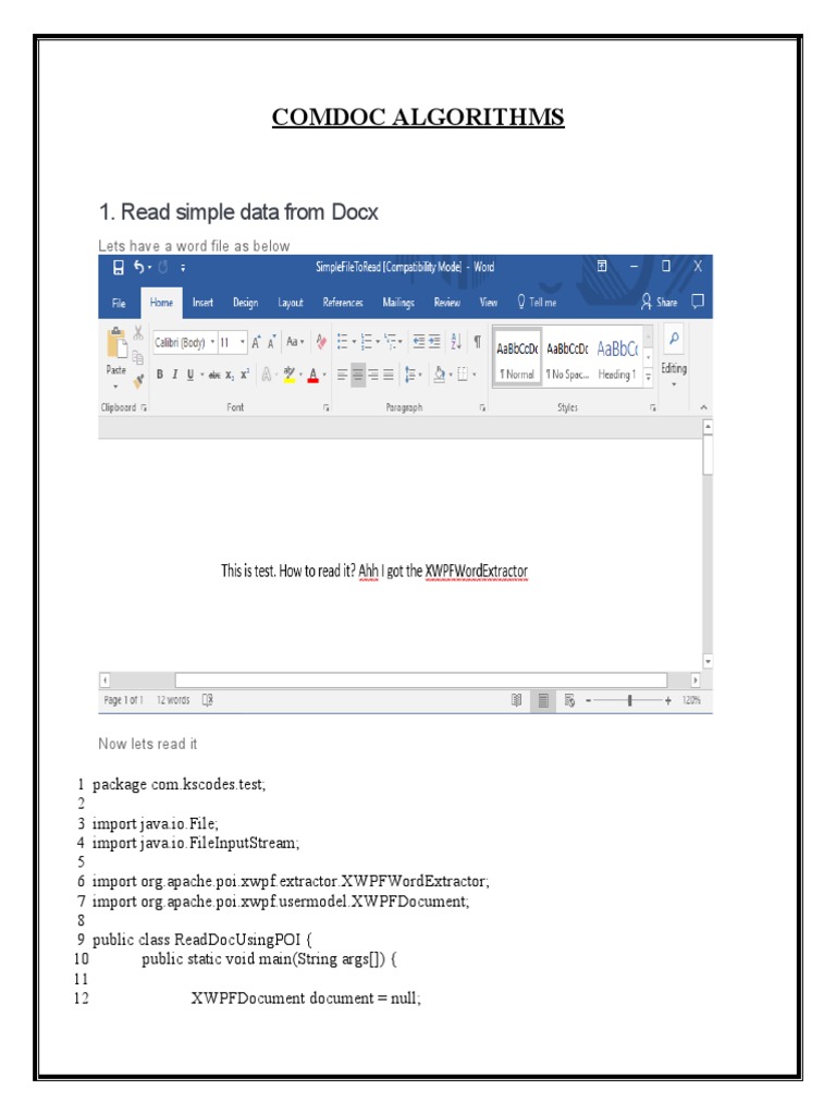 Comdoc Algorithms: 1. Read Simple Data From | PDF
