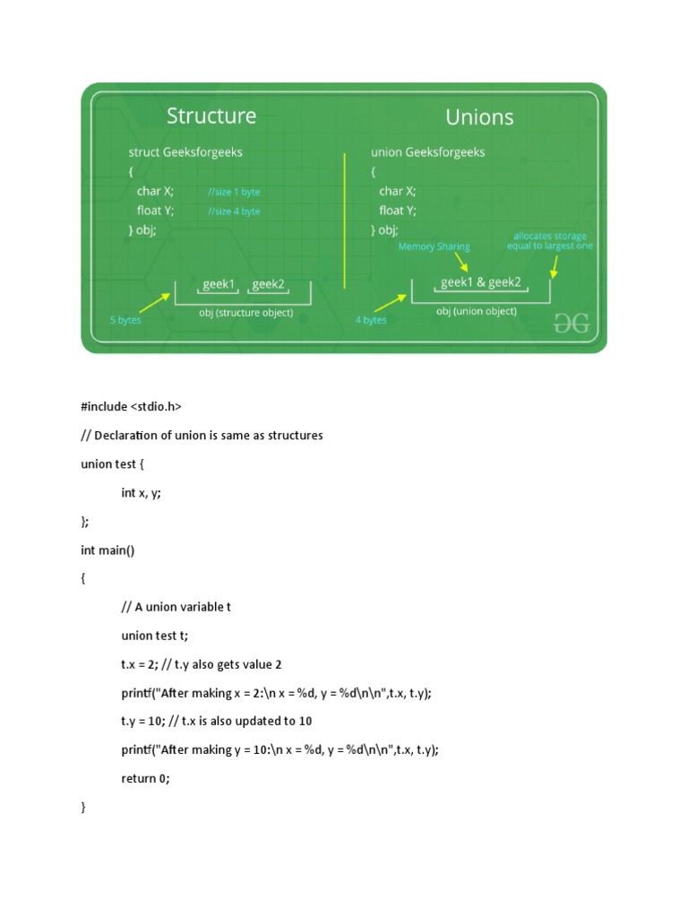 C union and structure examples | PDF