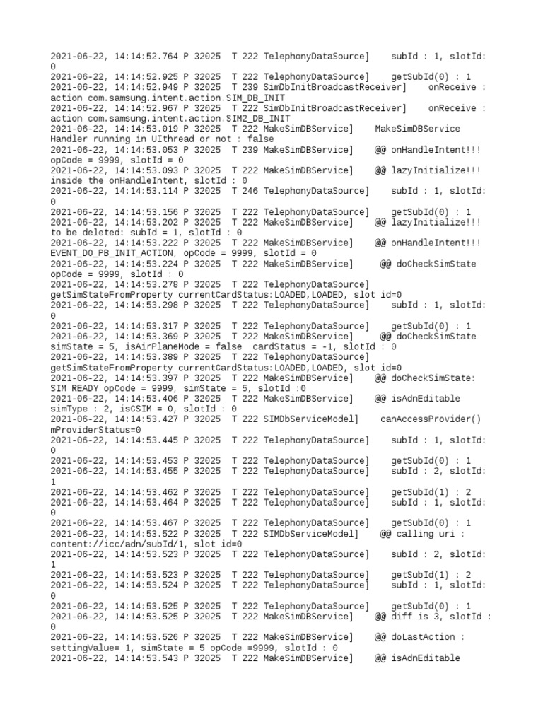 SIM Database Initialization Logs | PDF | Computing And Information Technology | Business
