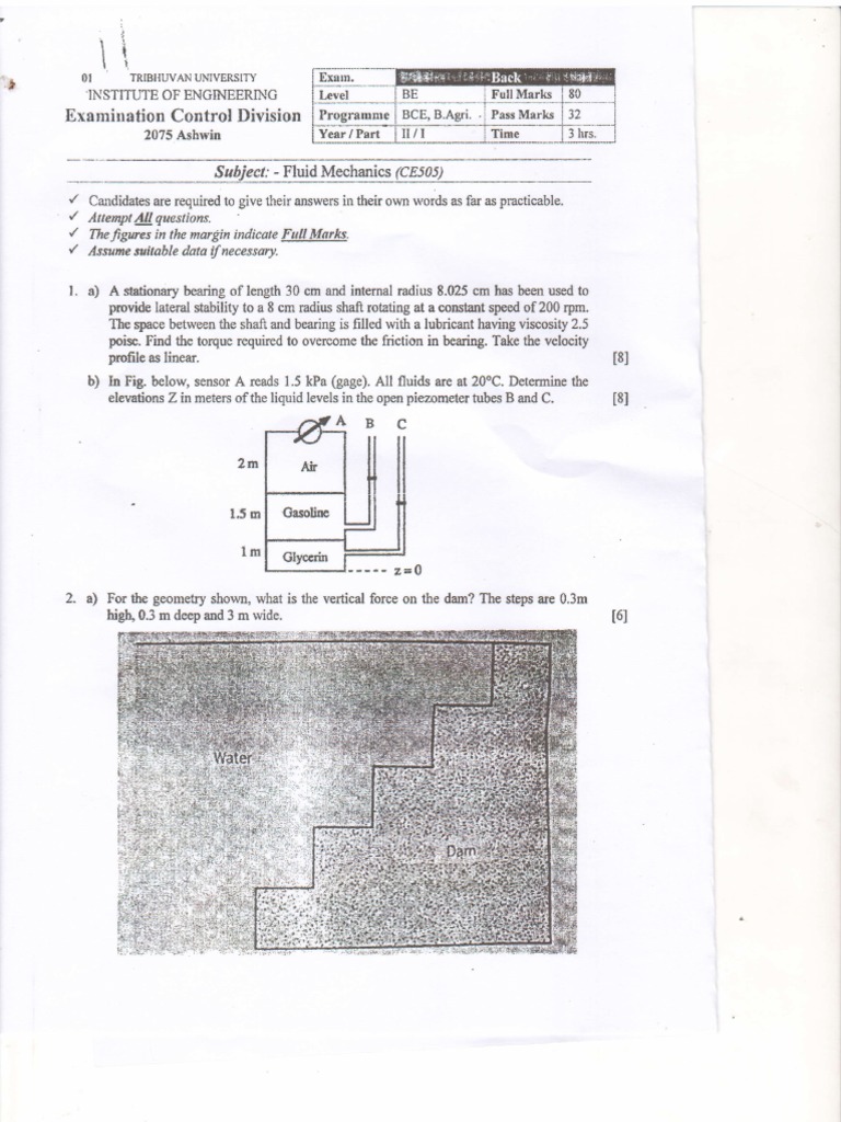 FluidMechanics IOE Old Questions-2 | PDF | Fluid Dynamics | Boundary Layer