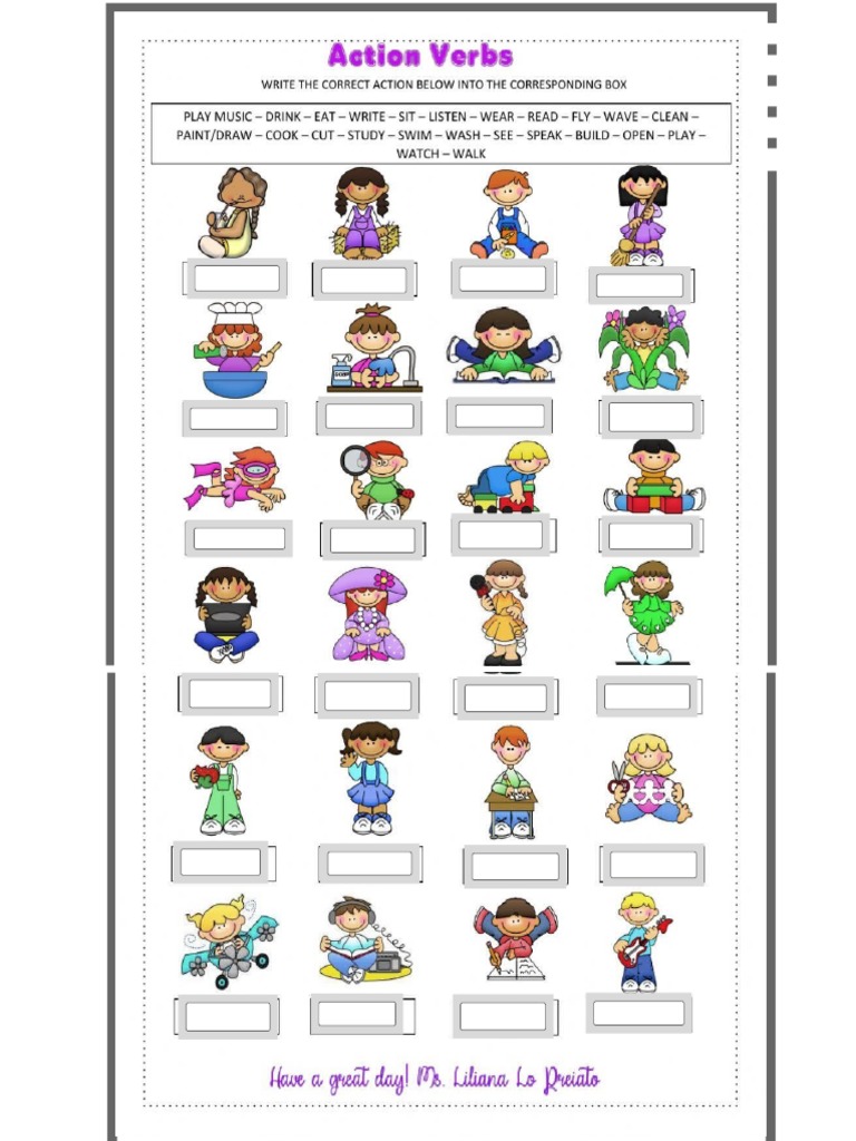 Actividad de Action Verbs | PDF