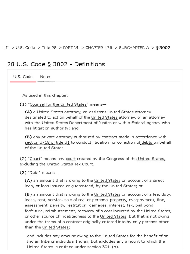 28 U.S. Code § 3002 - Definitions | PDF | Garnishment | Business Law
